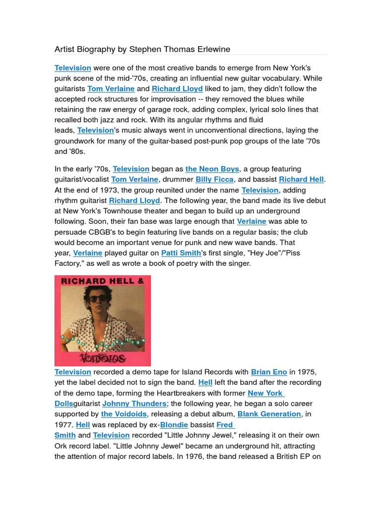 Artist Biography by Stephen Thomas Erlewine | Download Free PDF | Rock ...