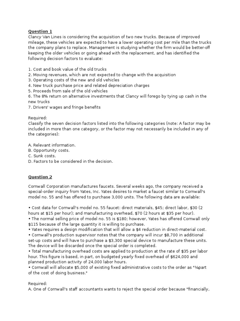Tutorial - Differential Analysis - Decision Making | PDF | Labour ...