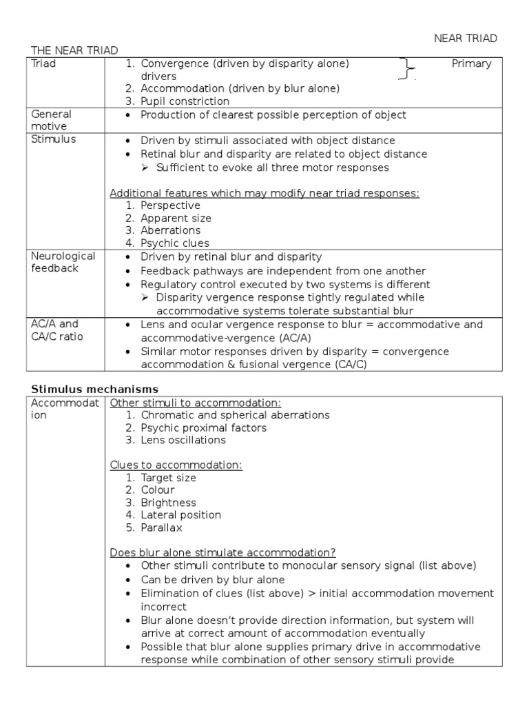 Near Triad | Stimulus (Physiology) | Feedback