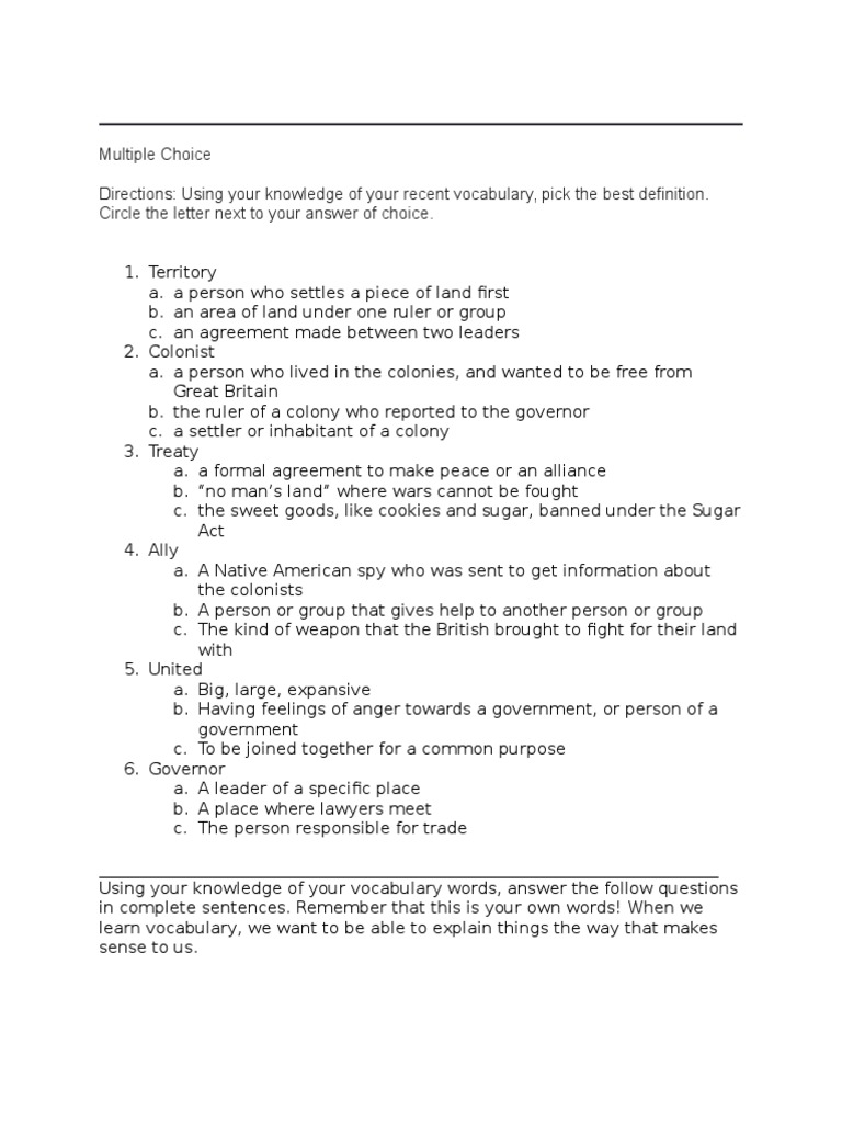 Academic Vocabulary Activity | PDF