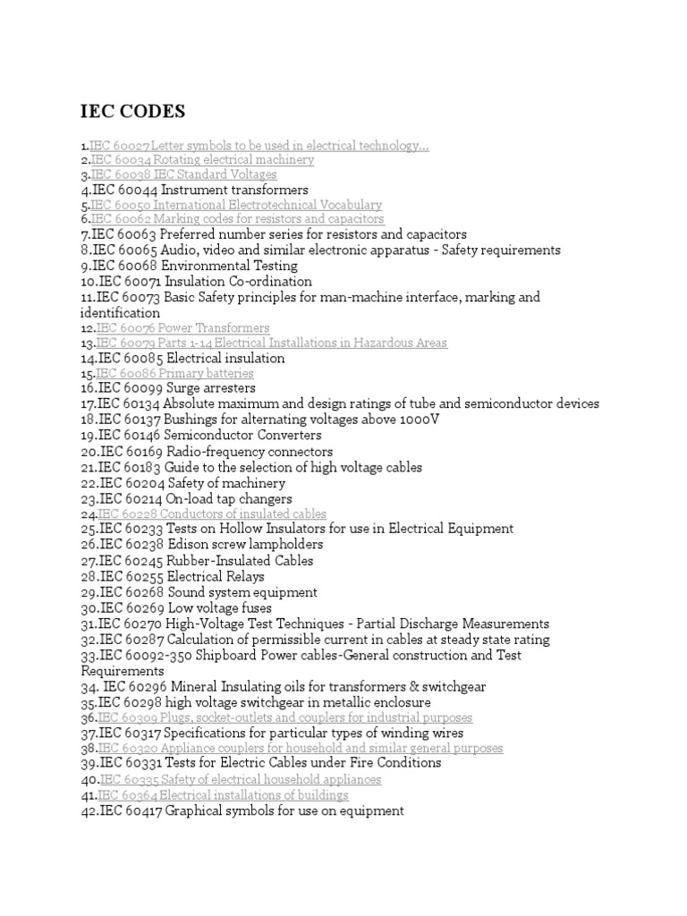 Iec Codes | PDF | International Electrotechnical Commission ...