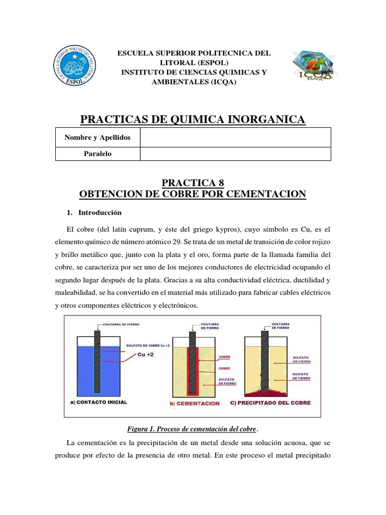 Practica 8 Obtencion de Cobre Por Cementacion | PDF | Cobre | Plata
