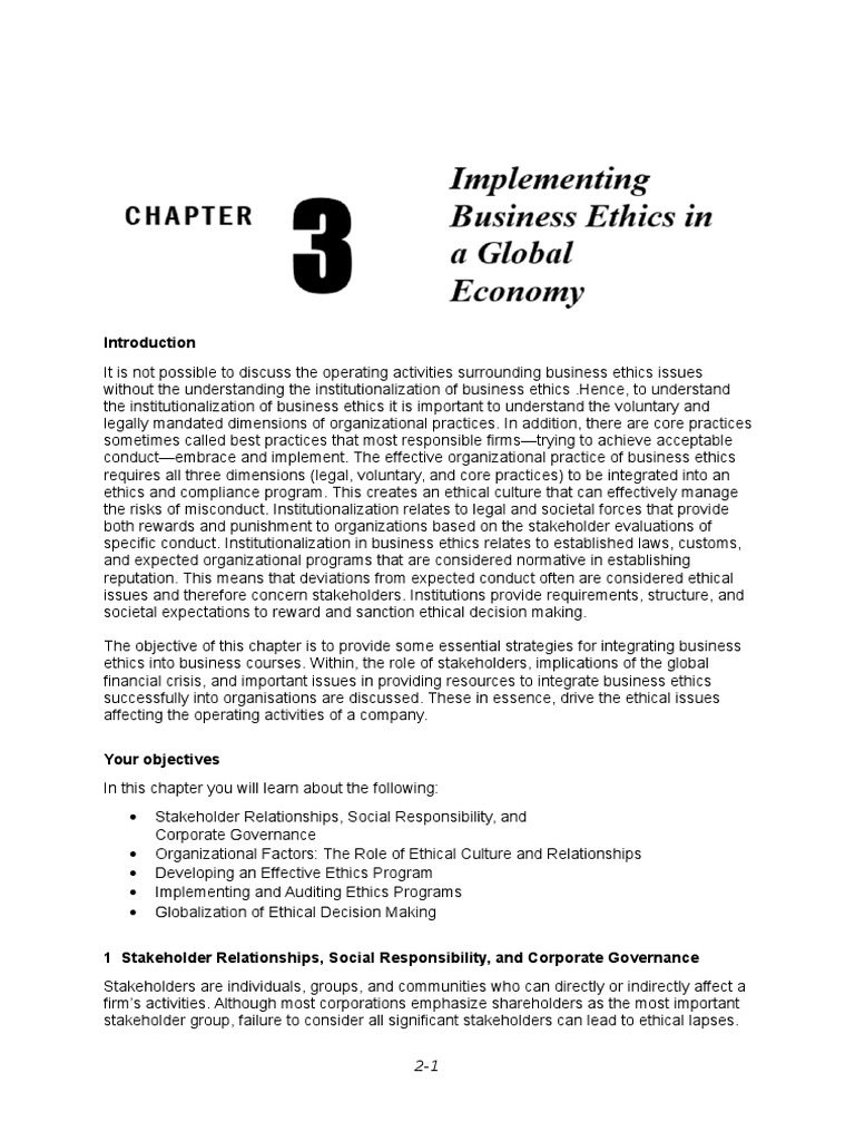 BTEC Business Ethics Chapter 3 v2 | PDF | Stakeholder (Corporate ...