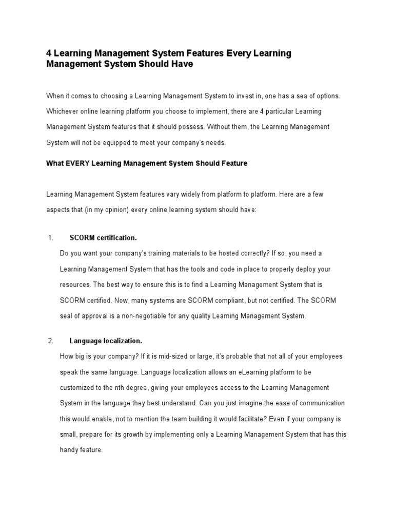 4 Learning Management System Features Every Learning Management System ...