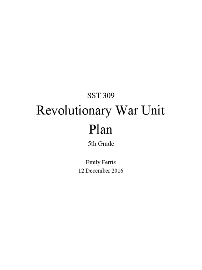 Revolutionary War Unit Plan: 5th Grade | Download Free PDF | American ...