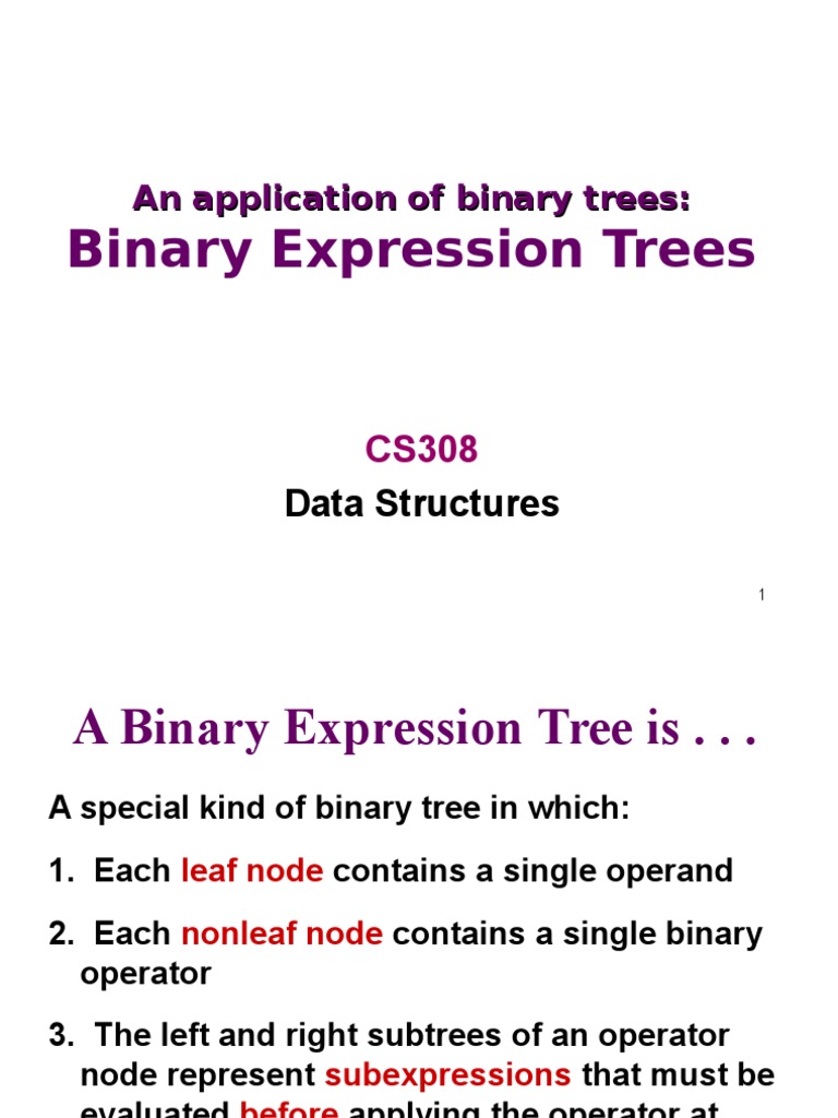 Binary Expression Trees | PDF