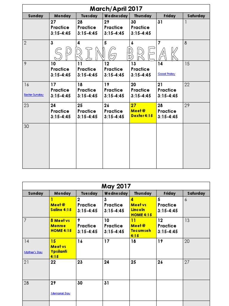 Track Calendar 2017 | PDF