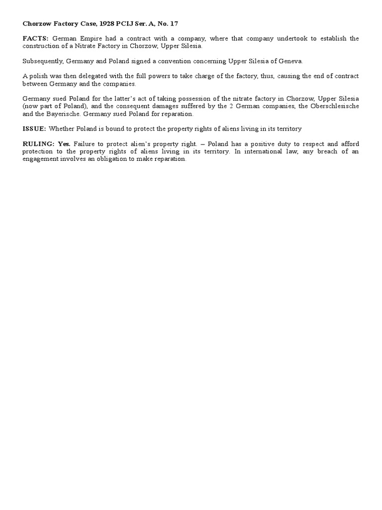 Chorzow Factory Case | PDF | German Empire | Ethical Principles