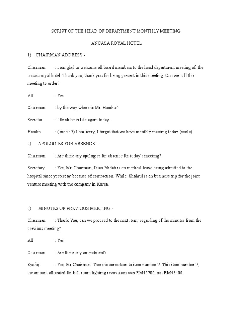 Script of The Fourth Board Meeting | PDF