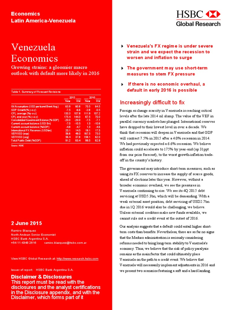 Venezuela Economics 2015 2016 | PDF | Inflation | Financial Analyst