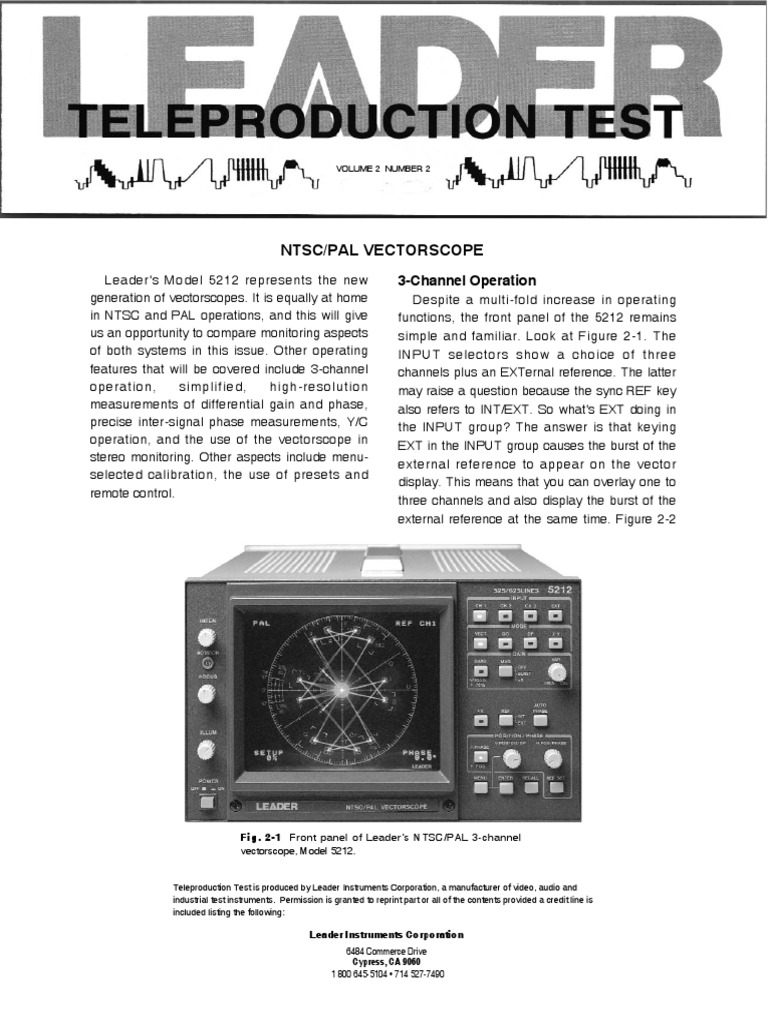 Ntsc/Pal Vectorscope: 3-Channel Operation | PDF | Television | Broadcast Engineering