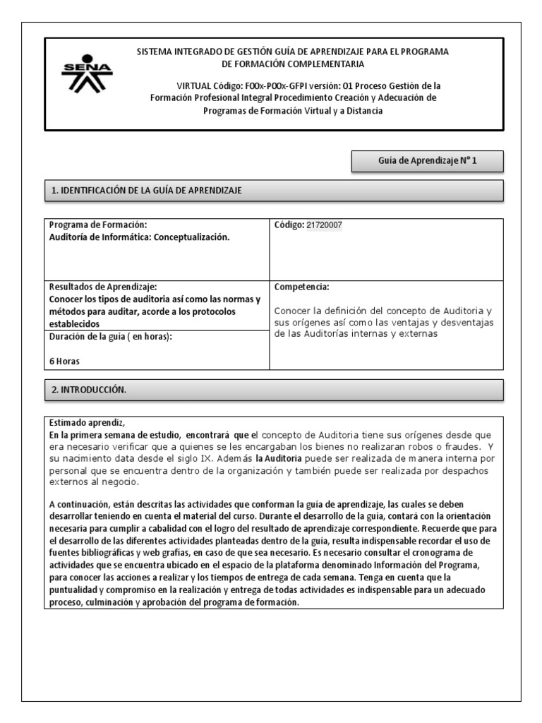Guía de aprendizaje n° 1 | PDF | Aprendizaje | Internet