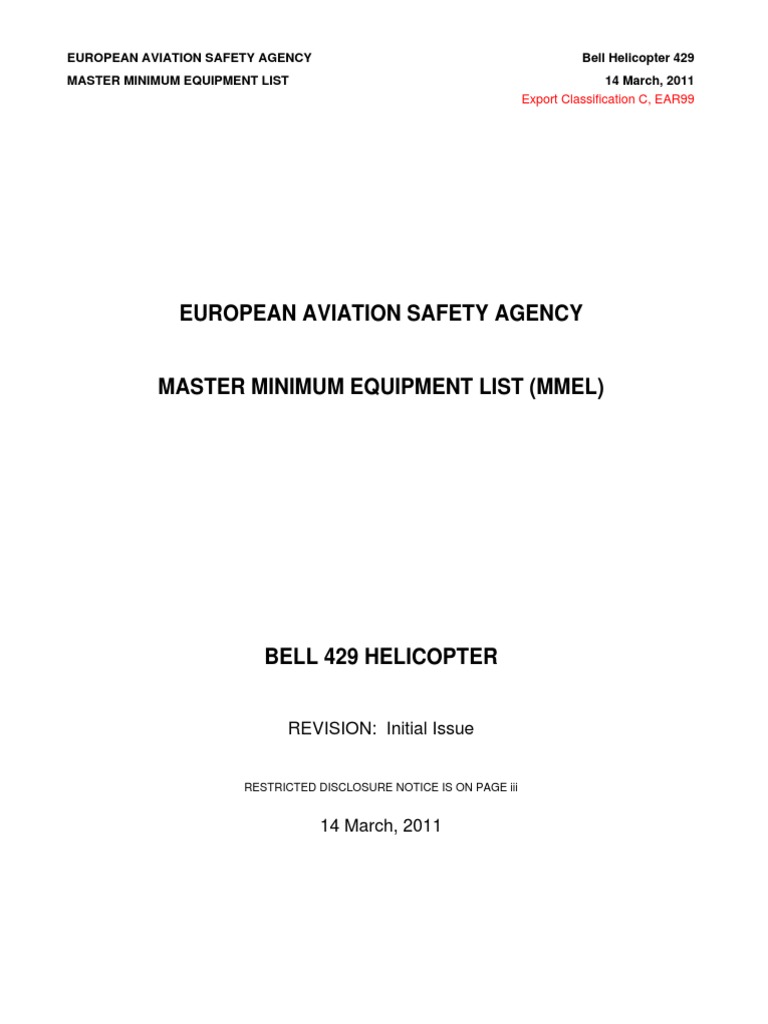 EASA MMEL Bell Helicopter 429-00-14032011 | PDF | Visual Flight Rules ...