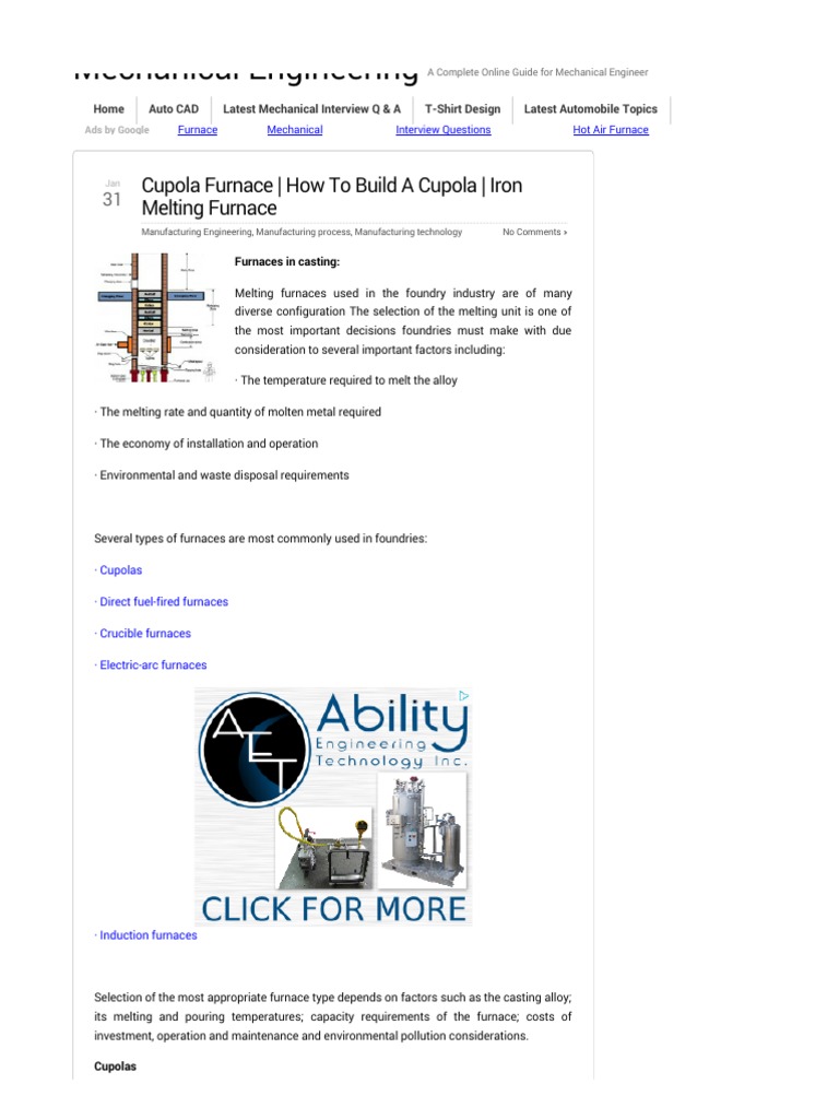 Cupola Furnace Operation Overview | PDF | Foundry | Iron