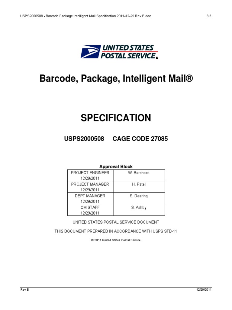 USPS BarcodePackageIMSpec | PDF | Typefaces | Barcode