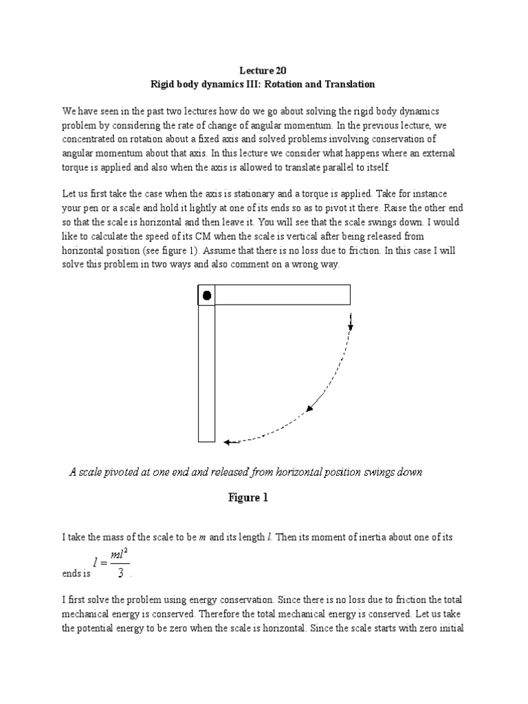 Rigid Body Dynamics III: Rotation and Translation | PDF | Teaching ...