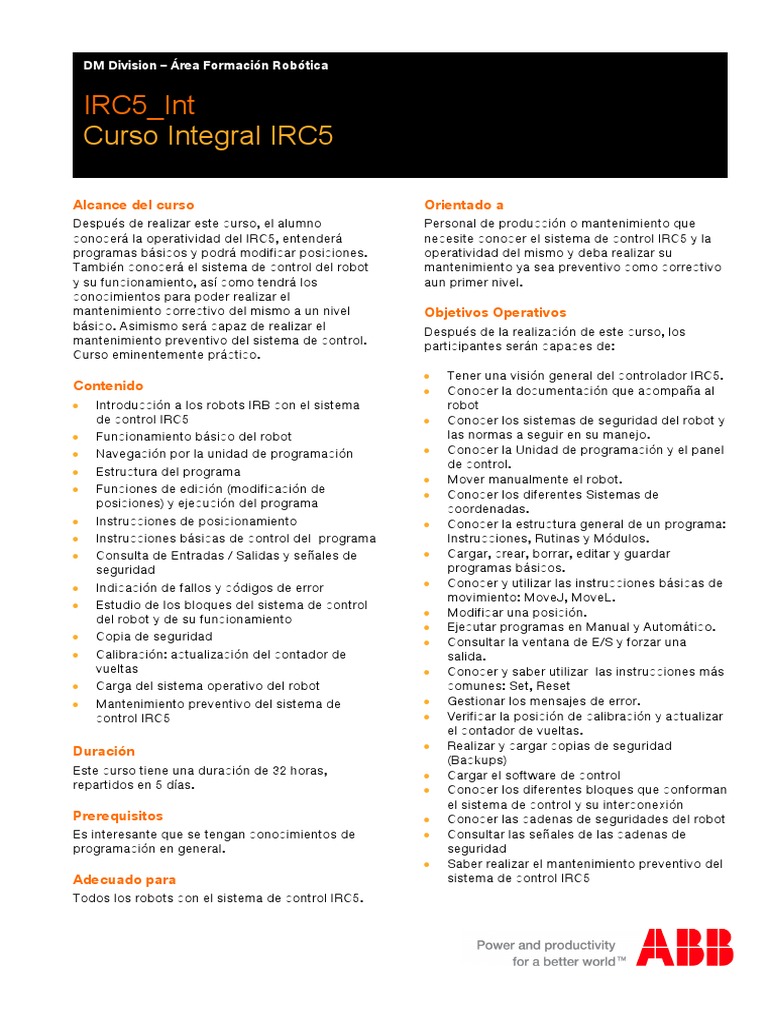 Curso Integral Robots IRC5 | PDF | Robot | Robótica