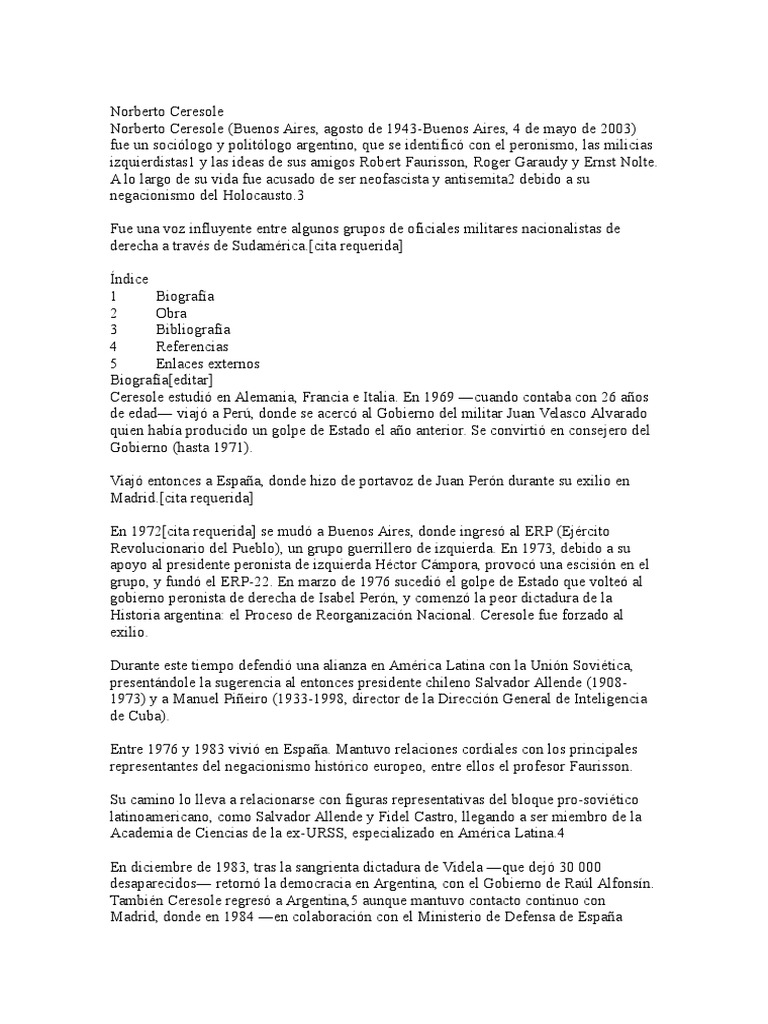 Norberto Ceresole | PDF | Gobierno | Política (general)