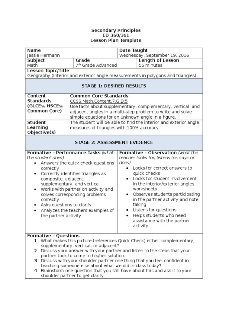 Lesson Plan 2 | PDF | Educational Assessment | Lesson Plan