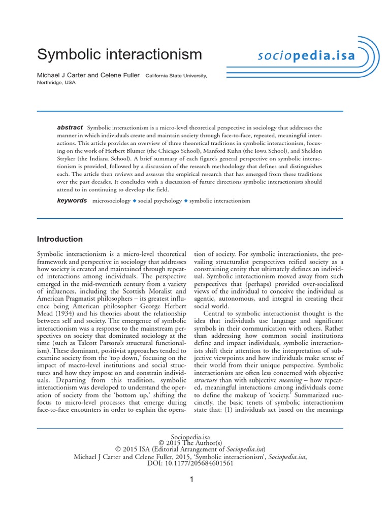 Overview of Symbolic Interactionism | PDF | Sociology | Identity ...