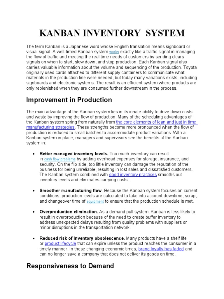 Kanban Inventory System and Its Advantage | Download Free PDF ...