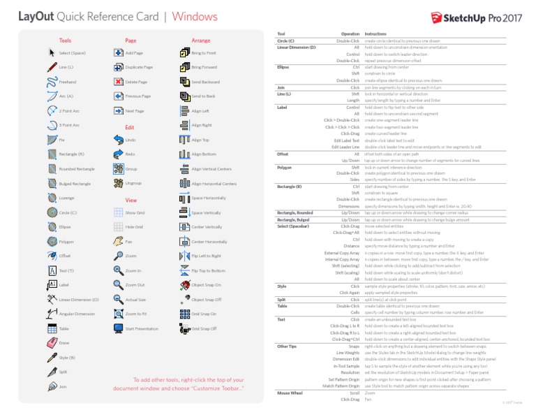 Quick Reference Guide - Layout Sketchup 2017 | PDF | Ellipse | Geometry