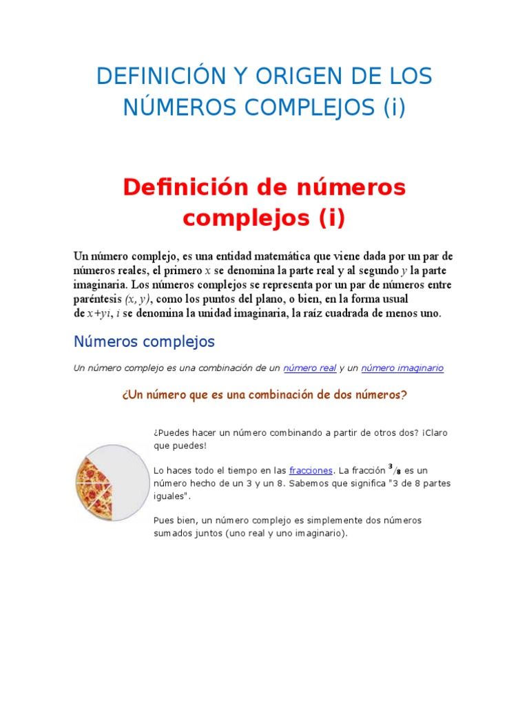 Definición y Origen de Los Números Complejos | PDF | Número complejo ...