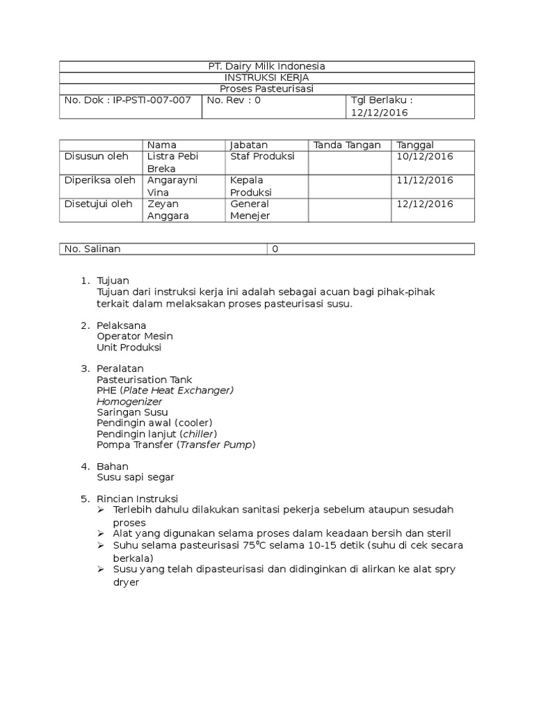Level 3 Instruksi Kerja | PDF