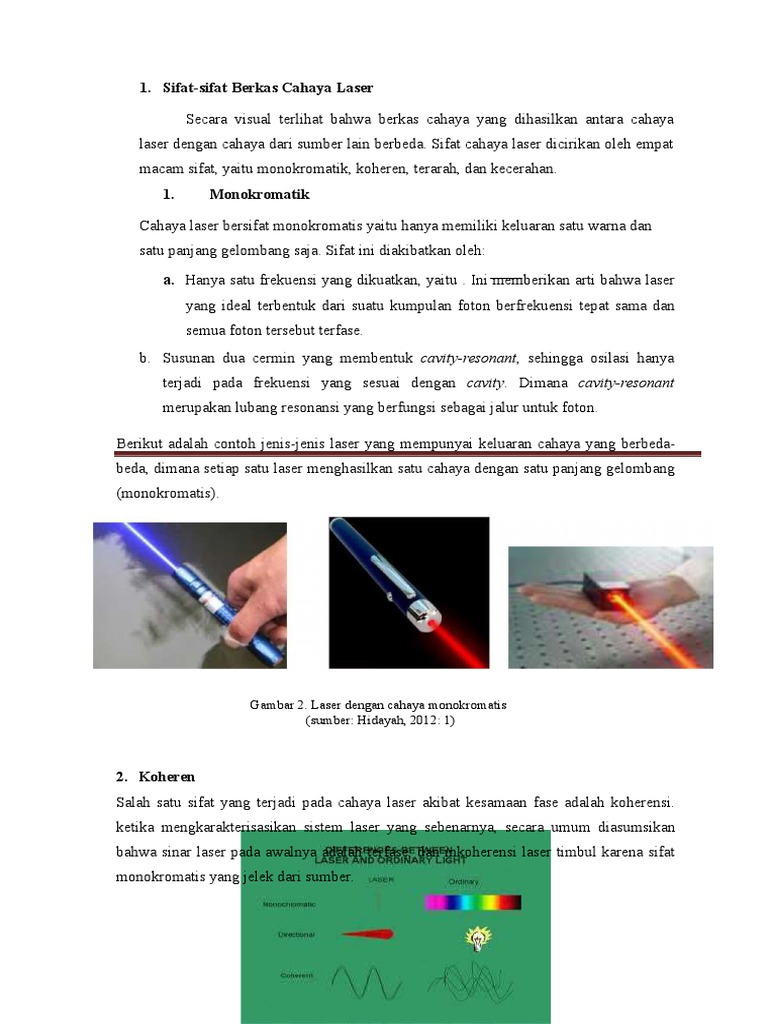 Sifat dan Jenis Cahaya Laser | PDF | Sains & Matematika