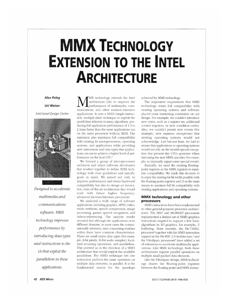 MMX Intel Architecture | PDF