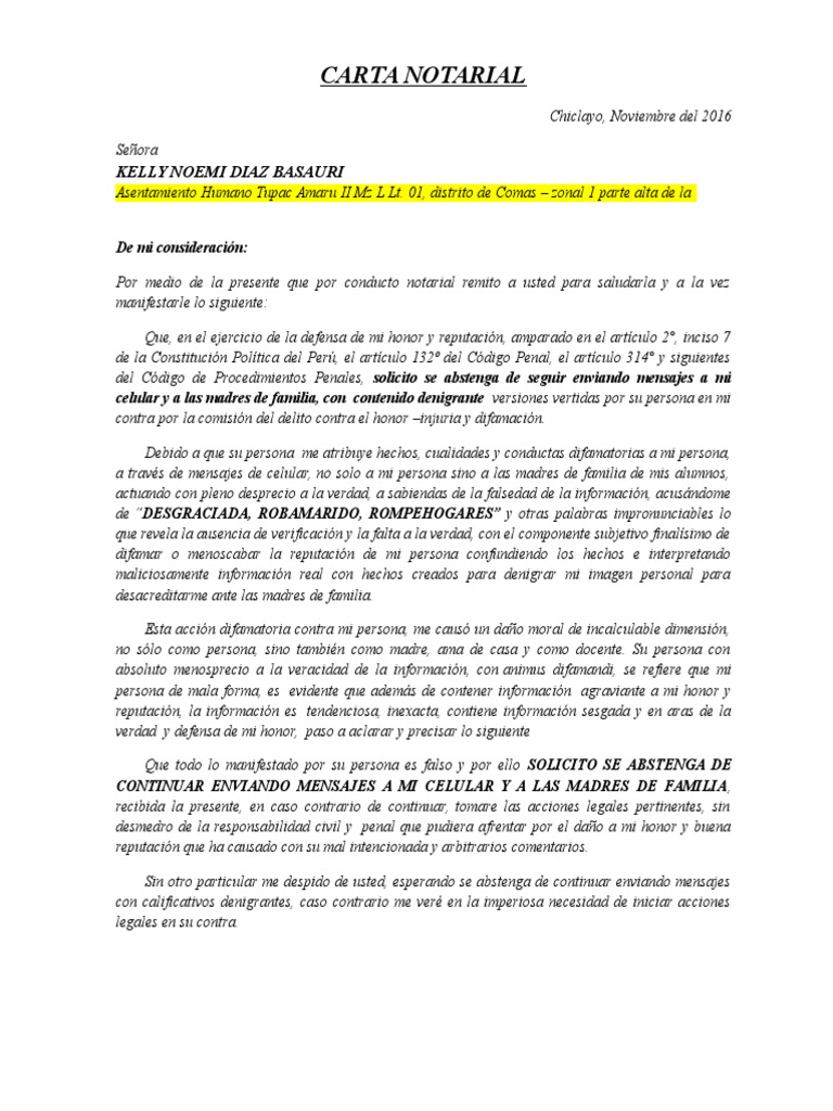 Carta Notarial Astrid | PDF | Verdad | Gobierno