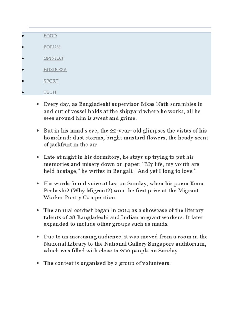 Poem For Migrants | PDF | Migrant Worker | Poetry