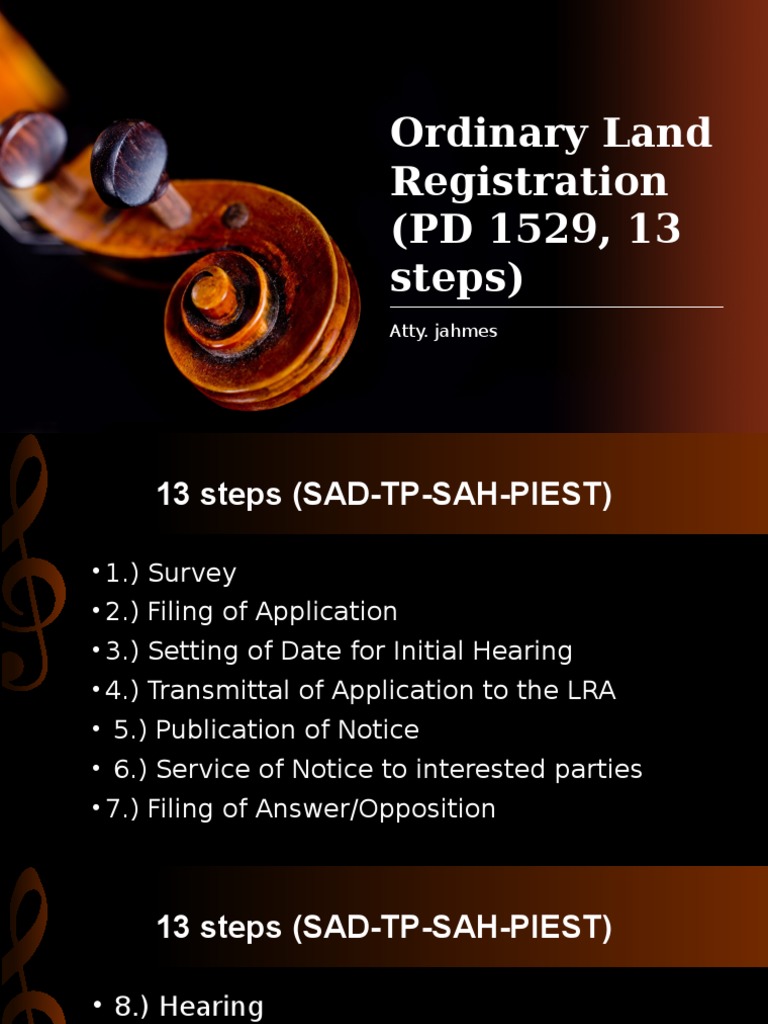 Original Registration 13 Steps - Land Titles | PDF | Decree | Title ...