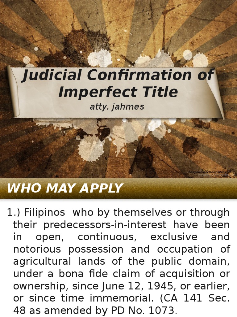 Land Titles - Judicial Confirmation of Imperfect TItle-Orig Reg Steps ...