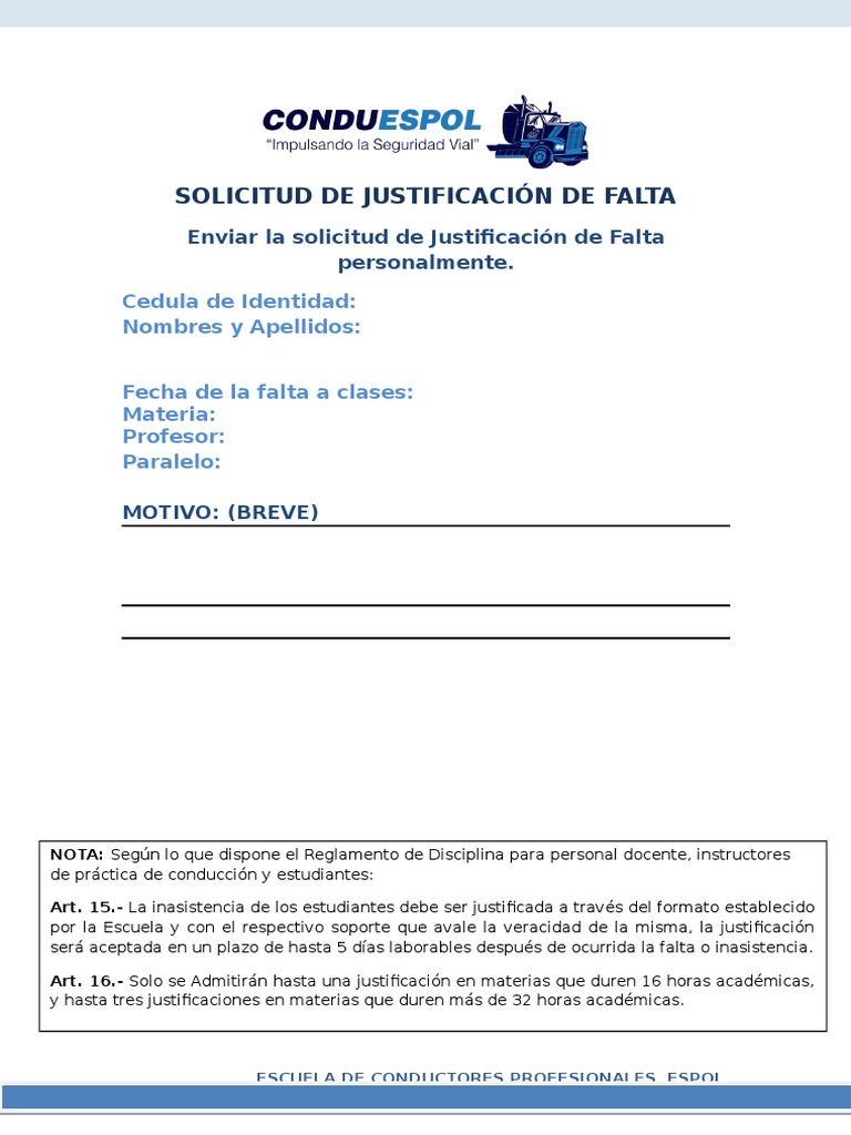 Justificación de Faltas Conduespol | PDF
