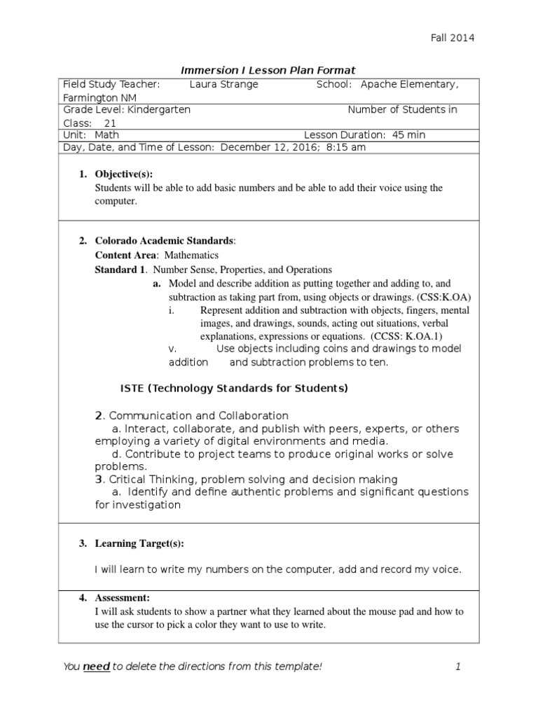 Edu 479 Im I Lesson Plan Template With Technology | PDF | Lesson Plan ...