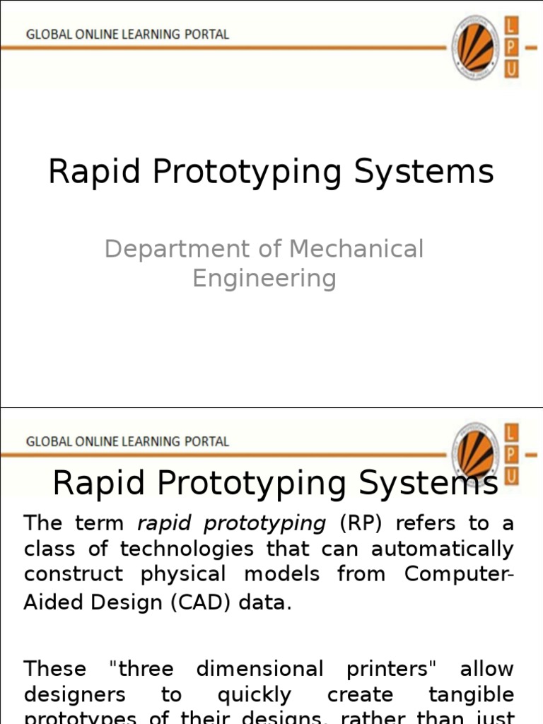 Overview of Rapid Prototyping Systems | PDF | Computer Aided Design | Prototype