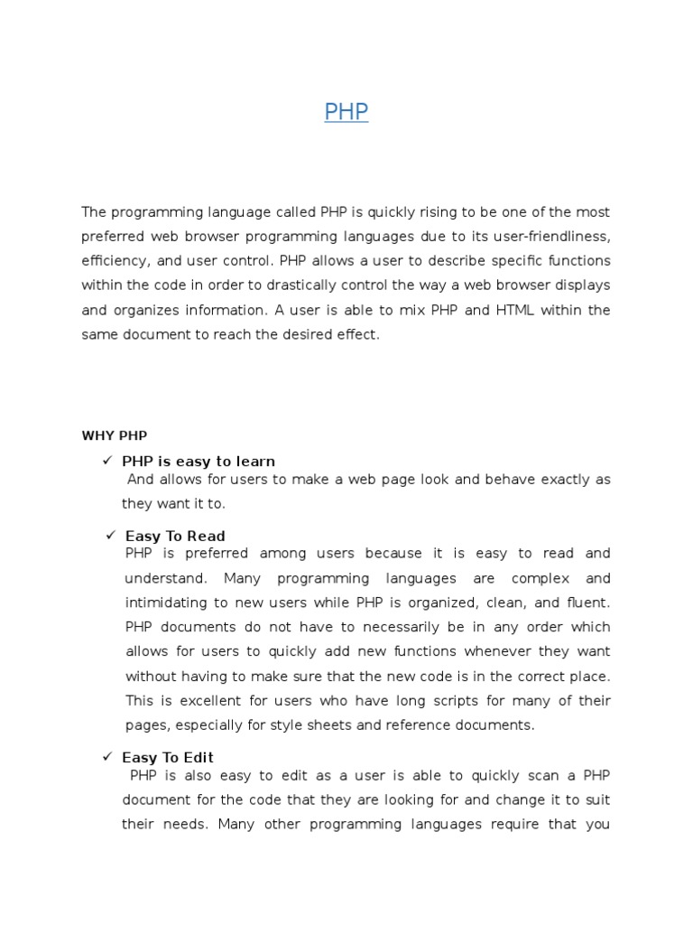 Php Is Easy To Learn Pdf Php Scripting Language 9764