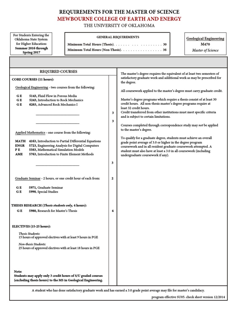 MSc Geological Engineering Guide | PDF