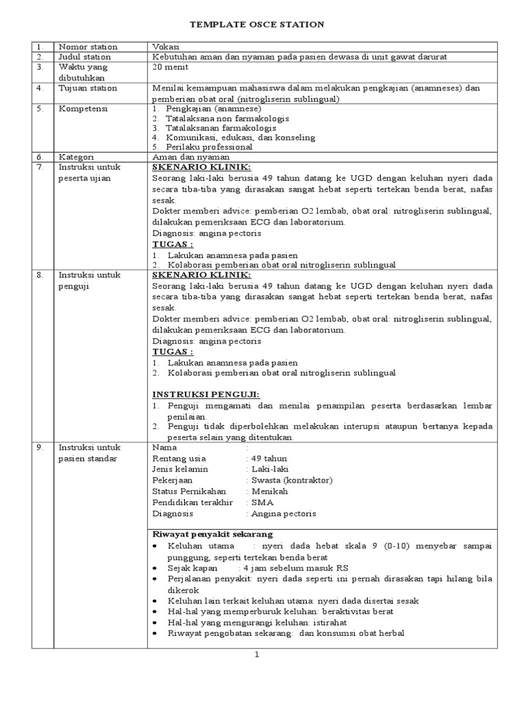 Template Soal Dan Rubrik OSCE Rufina | PDF
