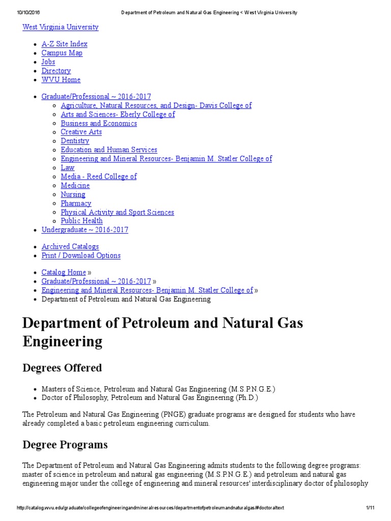 Department of Petroleum and Natural Gas Engineering - West Virginia ...