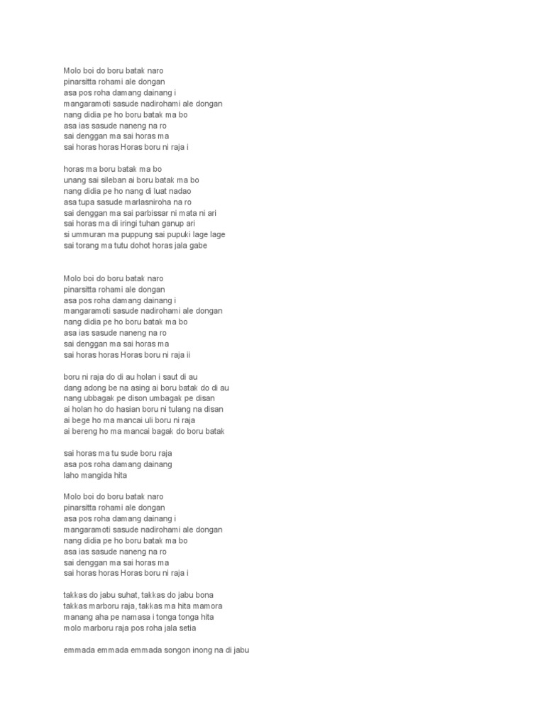 Molo Boi Do Boru Batak Naro | PDF