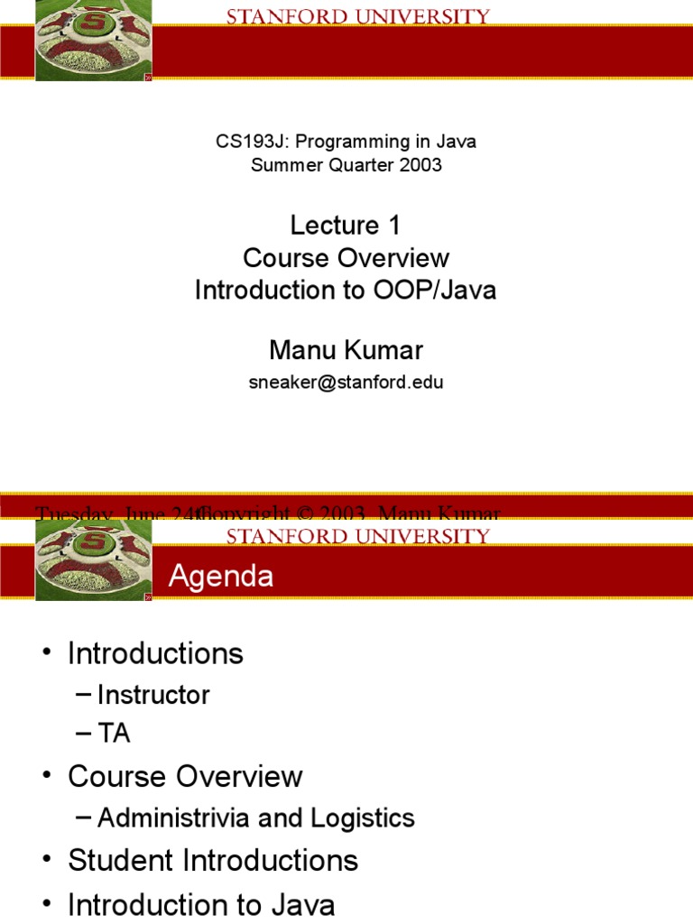 Lecture 01 - CS193J Summer 2003 | PDF | Java (Programming Language ...