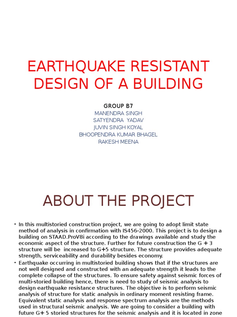 Earthquake Resistant Design of A Building | PDF | Structural Load ...