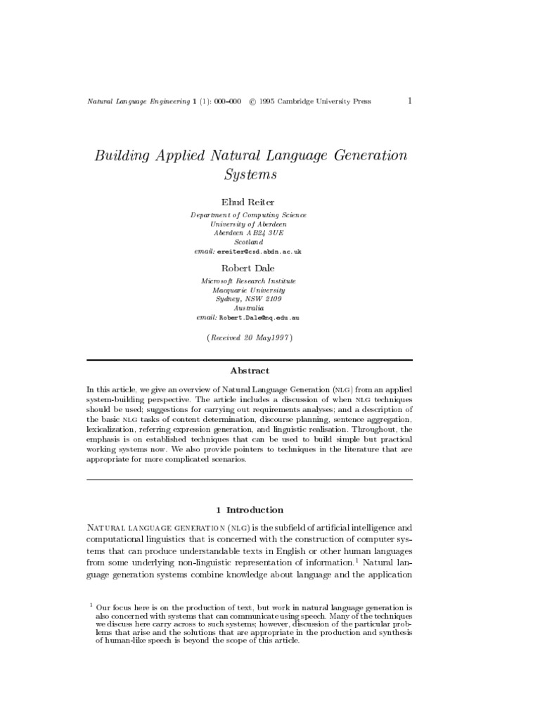 Building Applied Natural Language Generation | PDF | Morphology (Linguistics) | Phrase