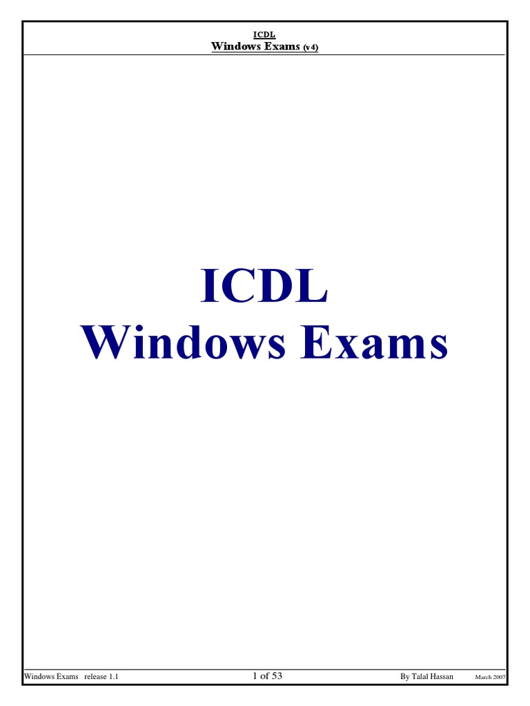 Icdl Windows Exams | PDF | System Software | Computing