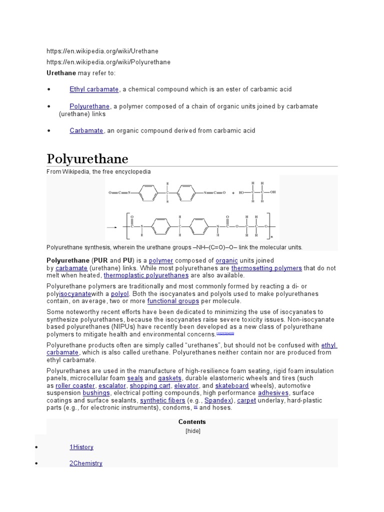 Urethane | PDF | Polyurethane | Chemical Substances