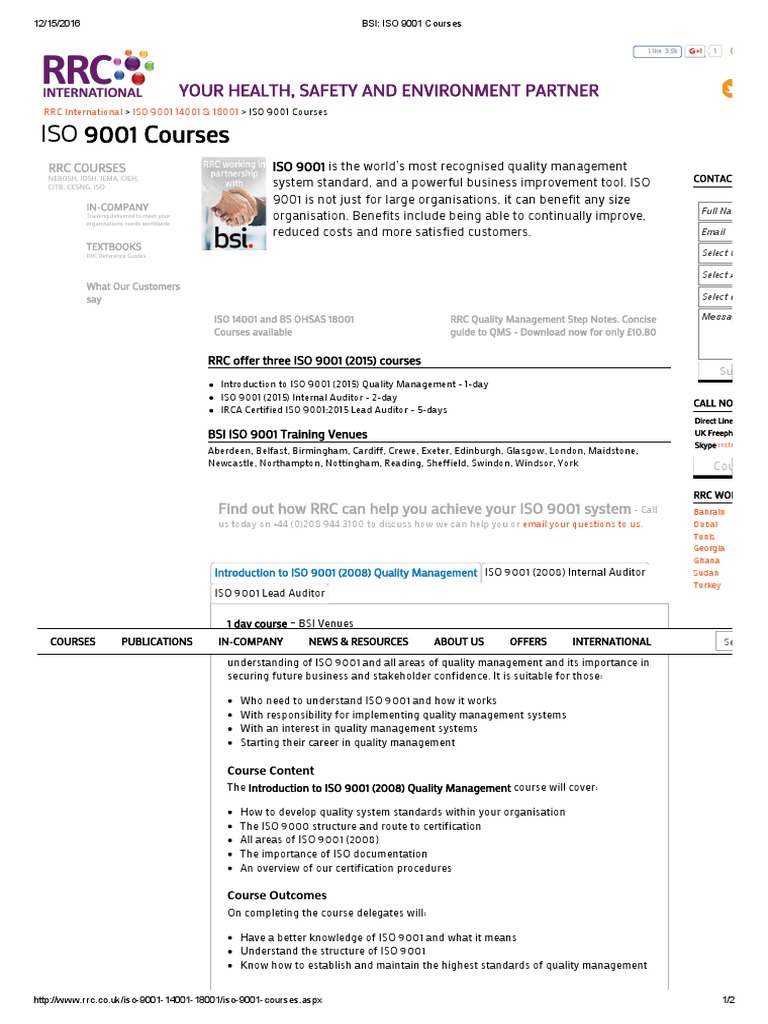 Bsi_ Iso 9001 Courses | Iso 9000 | Quality Management