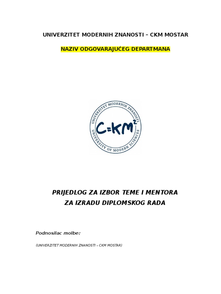 Idejni Projekt Diplomskog Rada | PDF