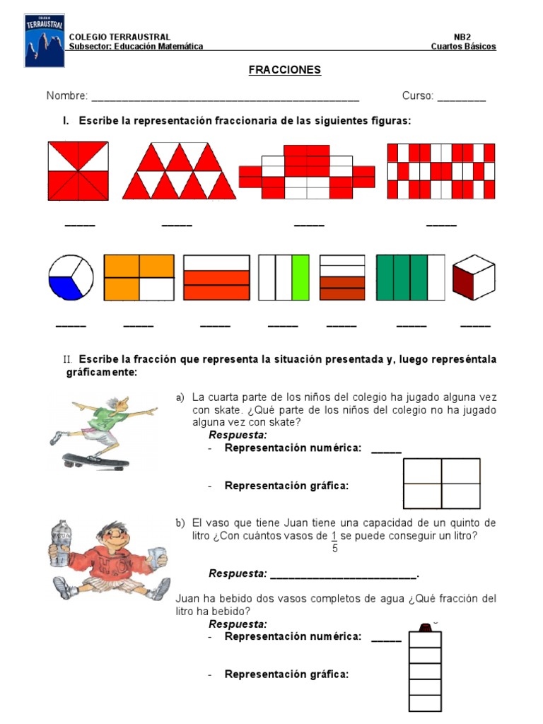 Guía de Fracciones para Cuarto Básico | PDF